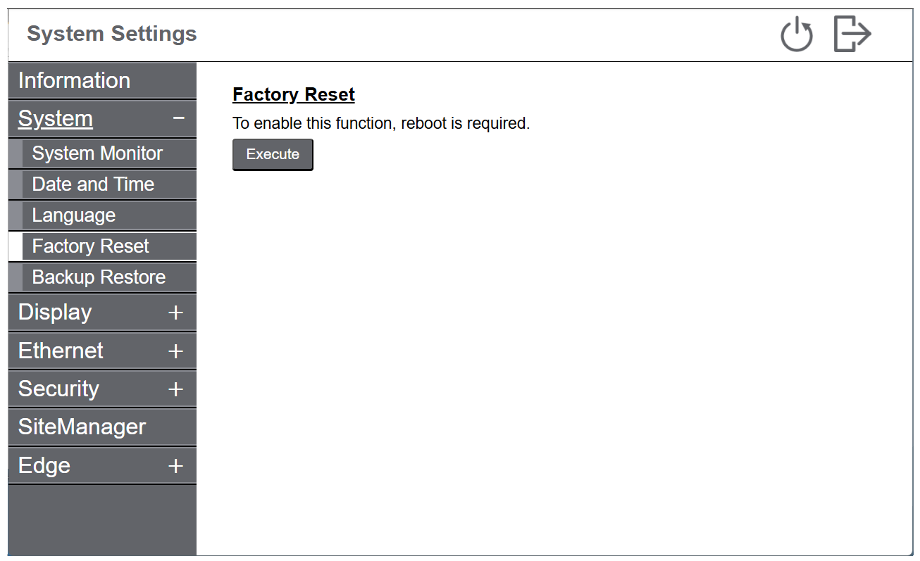 Factory Reset - GP6000 Series Standard Model